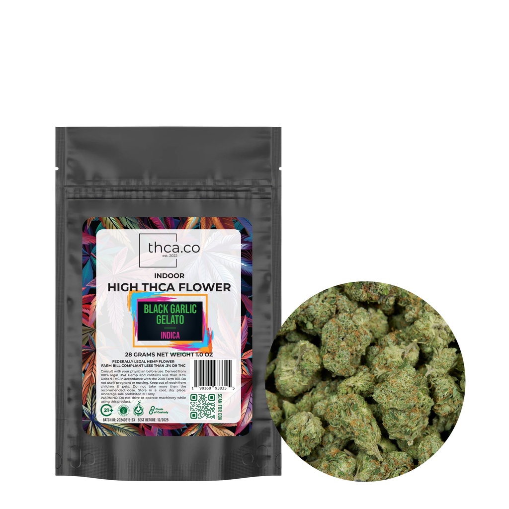 Black Garlic Gelato - THCA Flower 28g Bag | thca.co